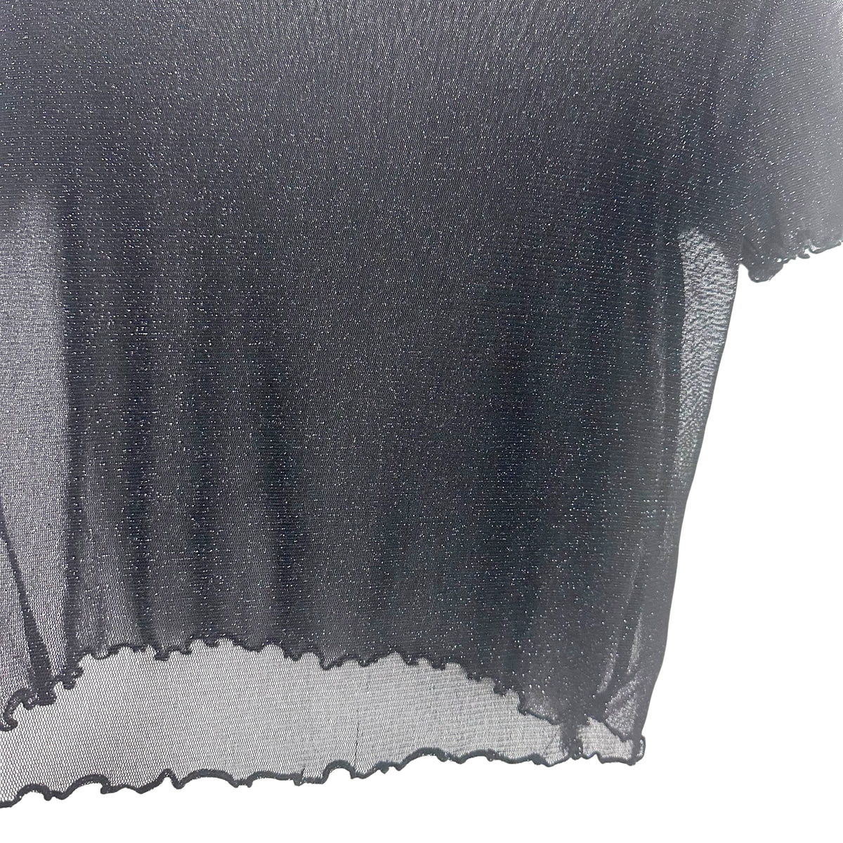 Brandy Melville Black Shimmer Sheer Top- Size ~S (no size tag, fits li ...
