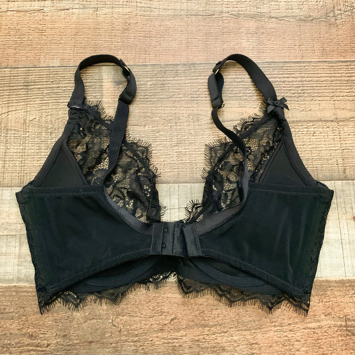 Figleaves Black Lace Underwired Balcony Bra- Size UK 34FF – The Saved ...